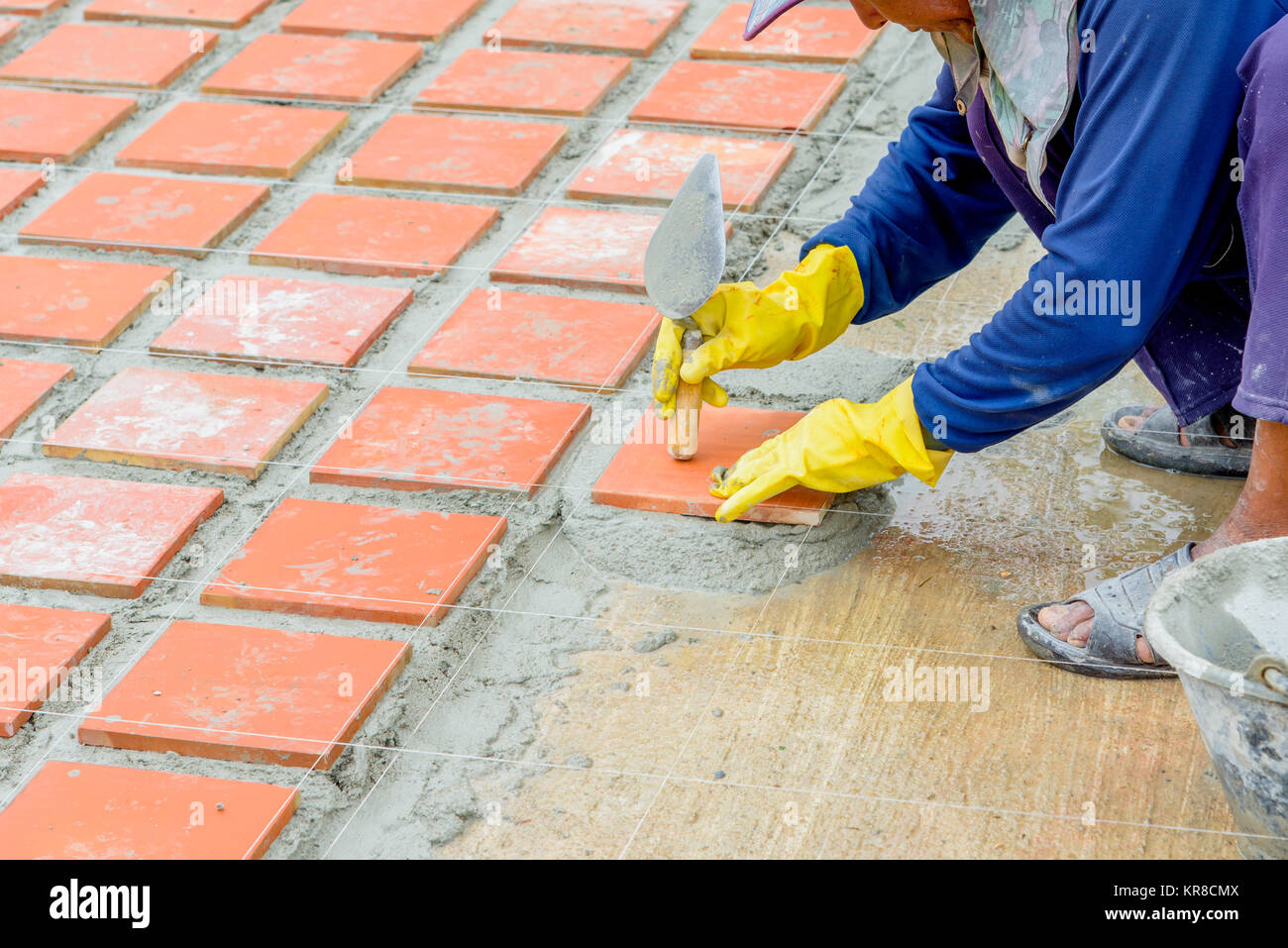 Paving Clay tiled walkway Stock Photo - Alamy