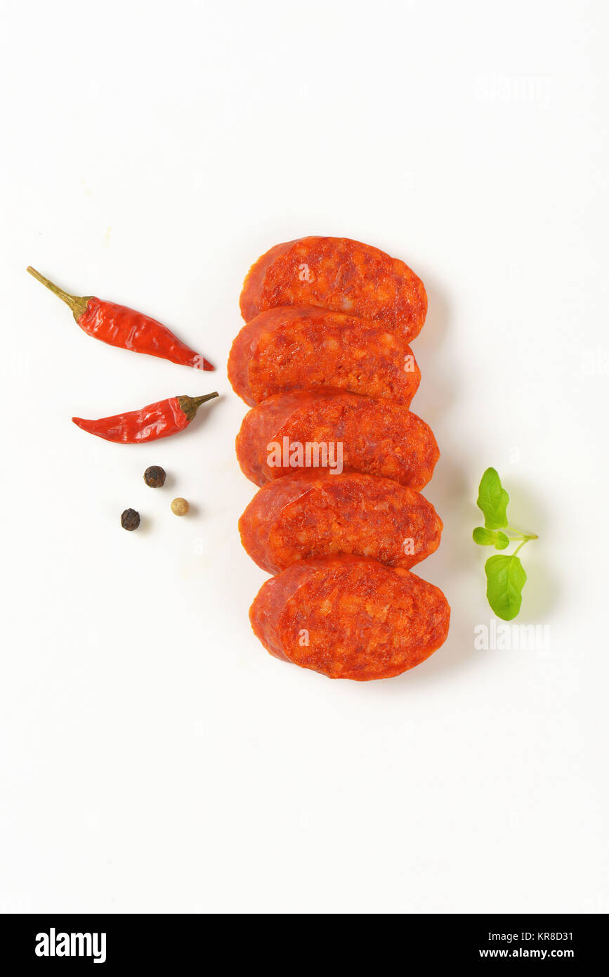 Slices of smoked Hungarian sausage Stock Photo - Alamy