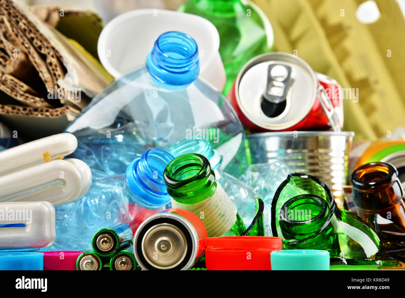 Recyclable garbage consisting of glass, plastic, metal and paper Stock ...