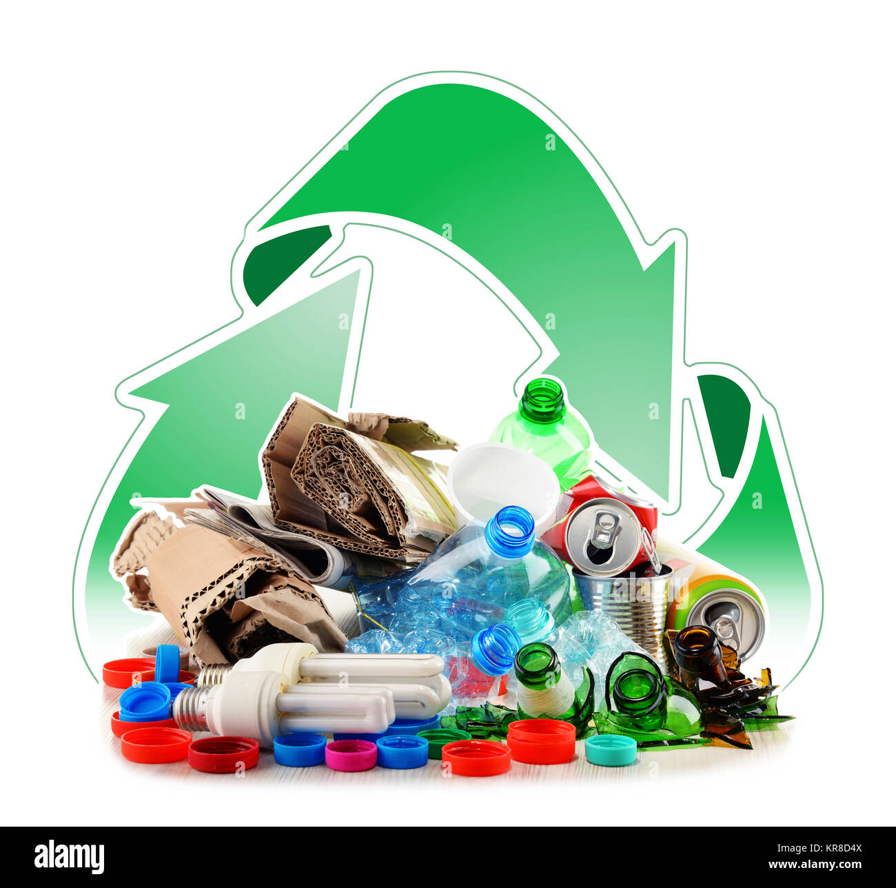 Recyclable garbage consisting of glass, plastic, metal and paper Stock ...