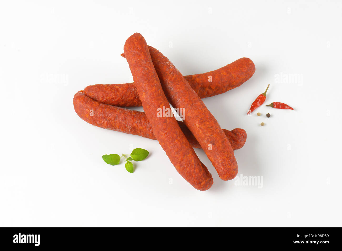 Spicy smoked Hungarian sausages Stock Photo - Alamy