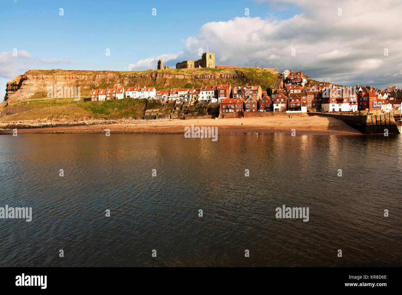 Whitby Old Town and Harbour on the North Yorkshire East Coast Stock ...