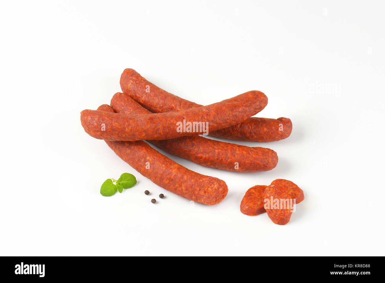 Spicy smoked Hungarian sausages Stock Photo - Alamy