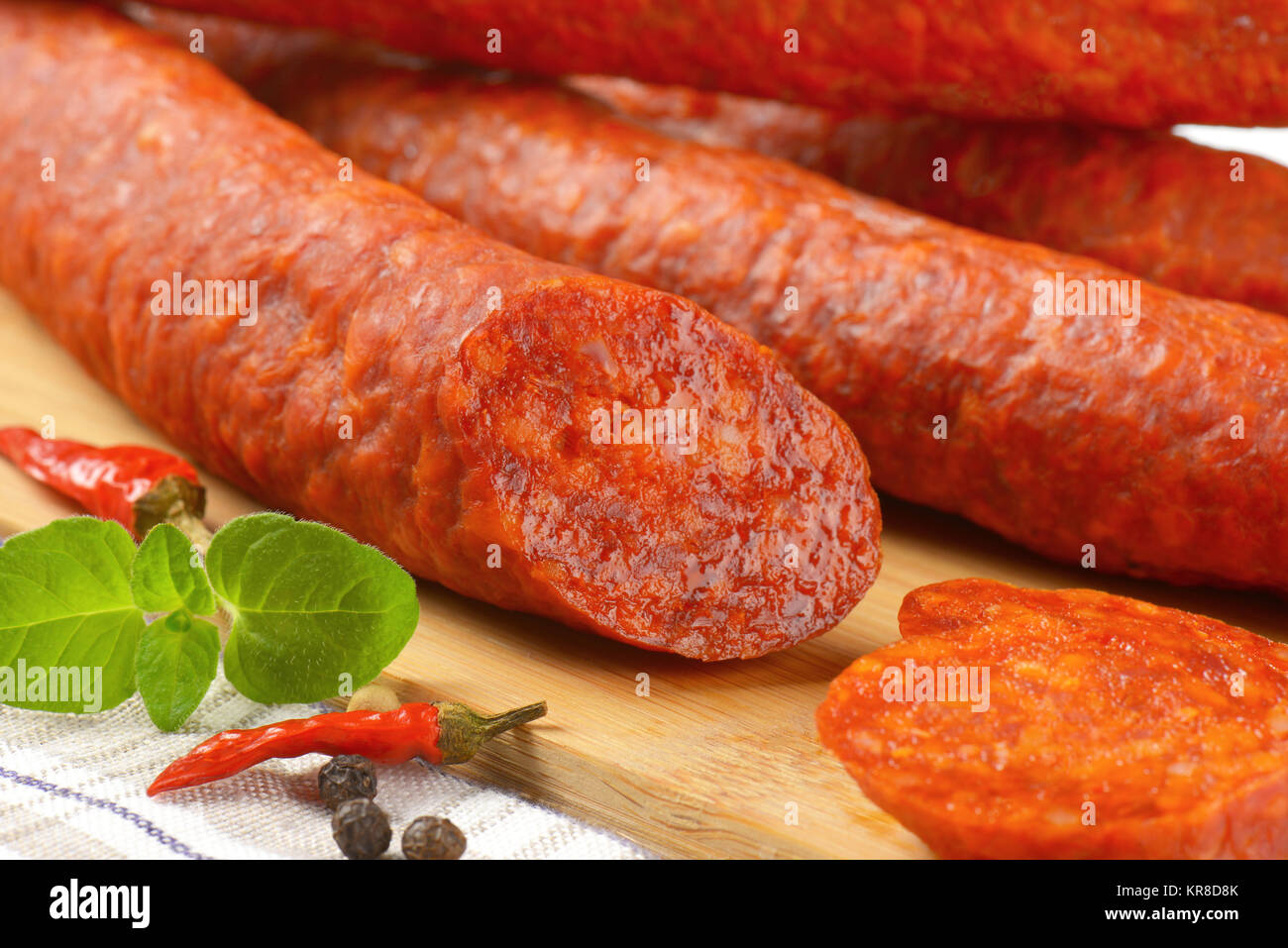 Spicy smoked Hungarian sausages Stock Photo - Alamy