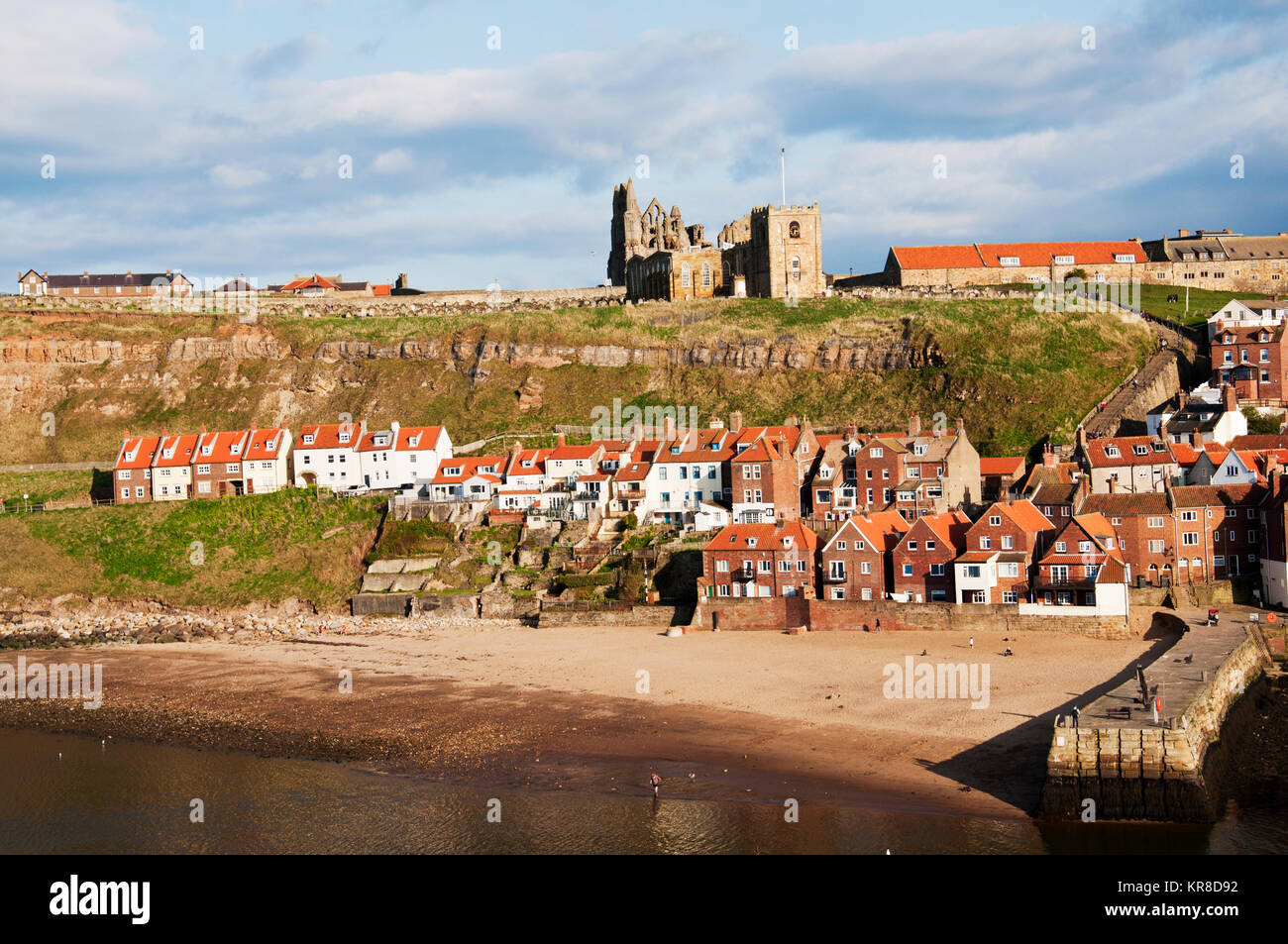 Whitby Old Town and St Mary's Church on the North Yorkshire East Coast ...