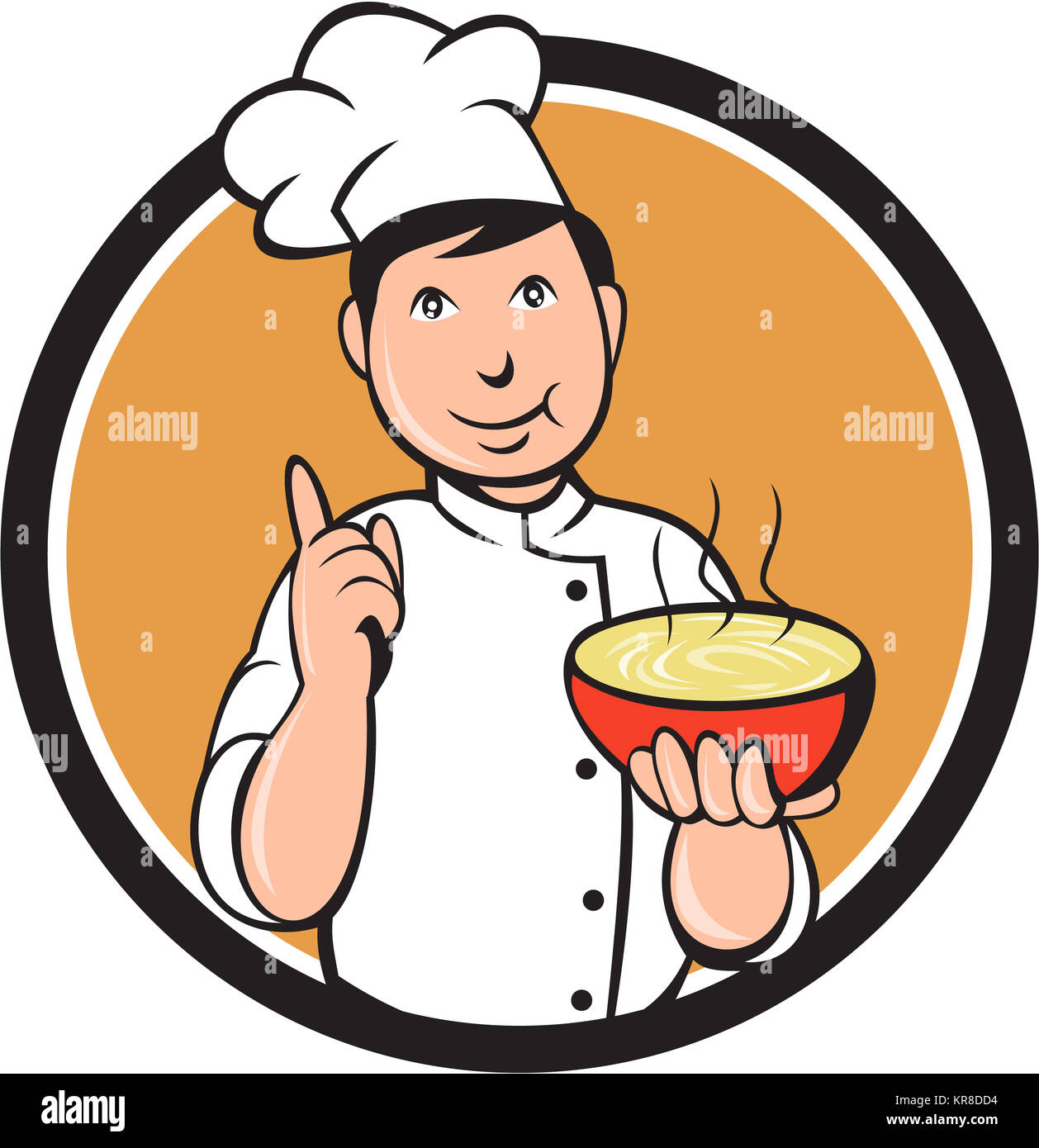 Asian Chef Noodle Bowl Circle Cartoon Stock Photo - Alamy