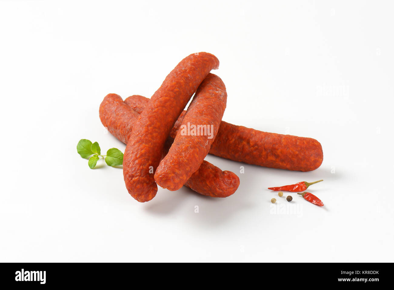 Spicy smoked Hungarian sausages Stock Photo - Alamy