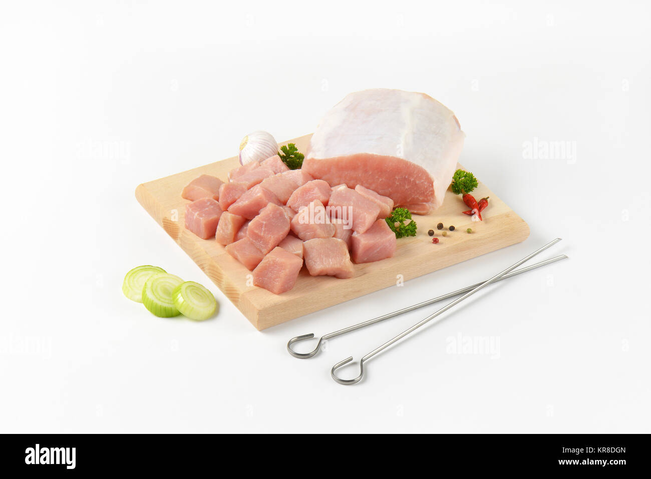 Diced lean raw pork Stock Photo - Alamy