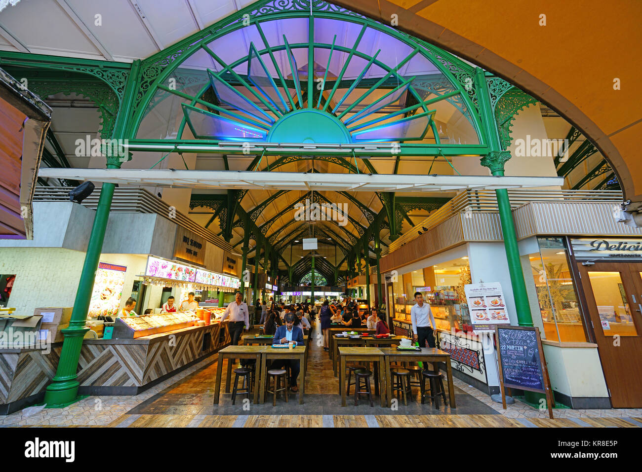 The Lau Pa Sat festival market (Telok Ayer), a historic Victorian cast ...