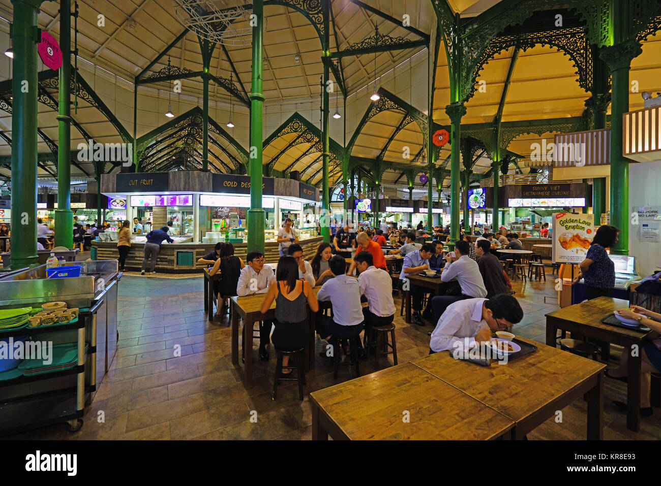 The Lau Pa Sat festival market (Telok Ayer), a historic Victorian cast ...