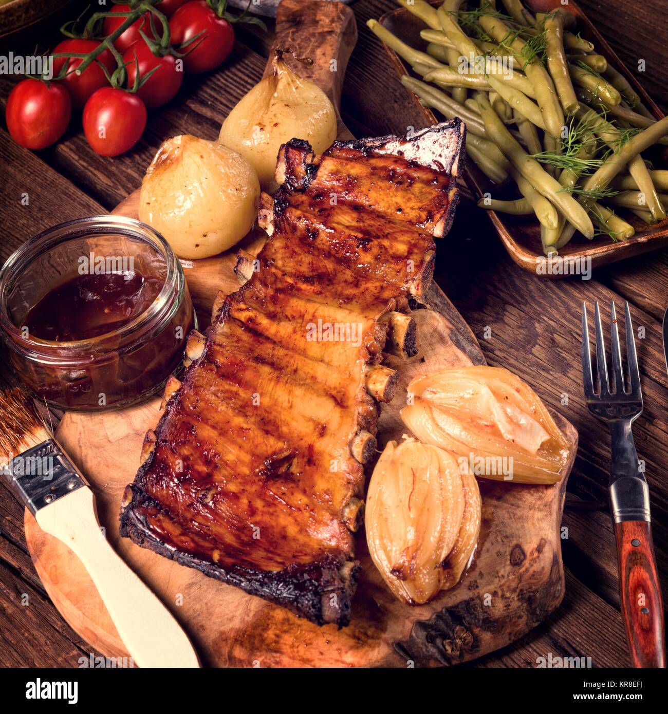 Crisp grilled ribs Stock Photo - Alamy