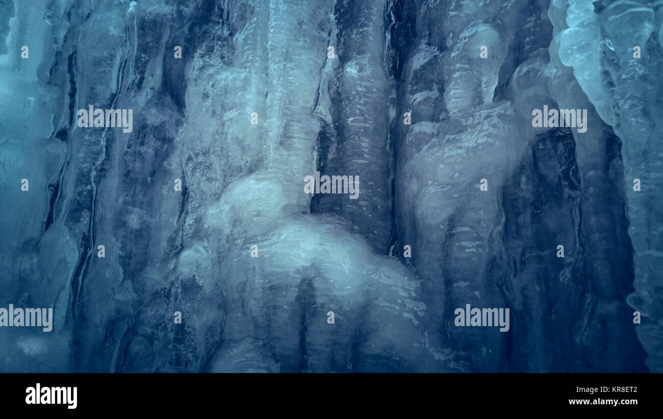 Detail of slippery ice wall. Frozen water pattern Stock Photo - Alamy