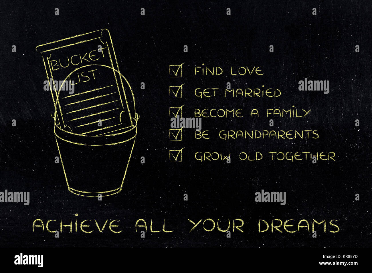 bucket list of love and family-related dreams to accomplish Stock Photo ...