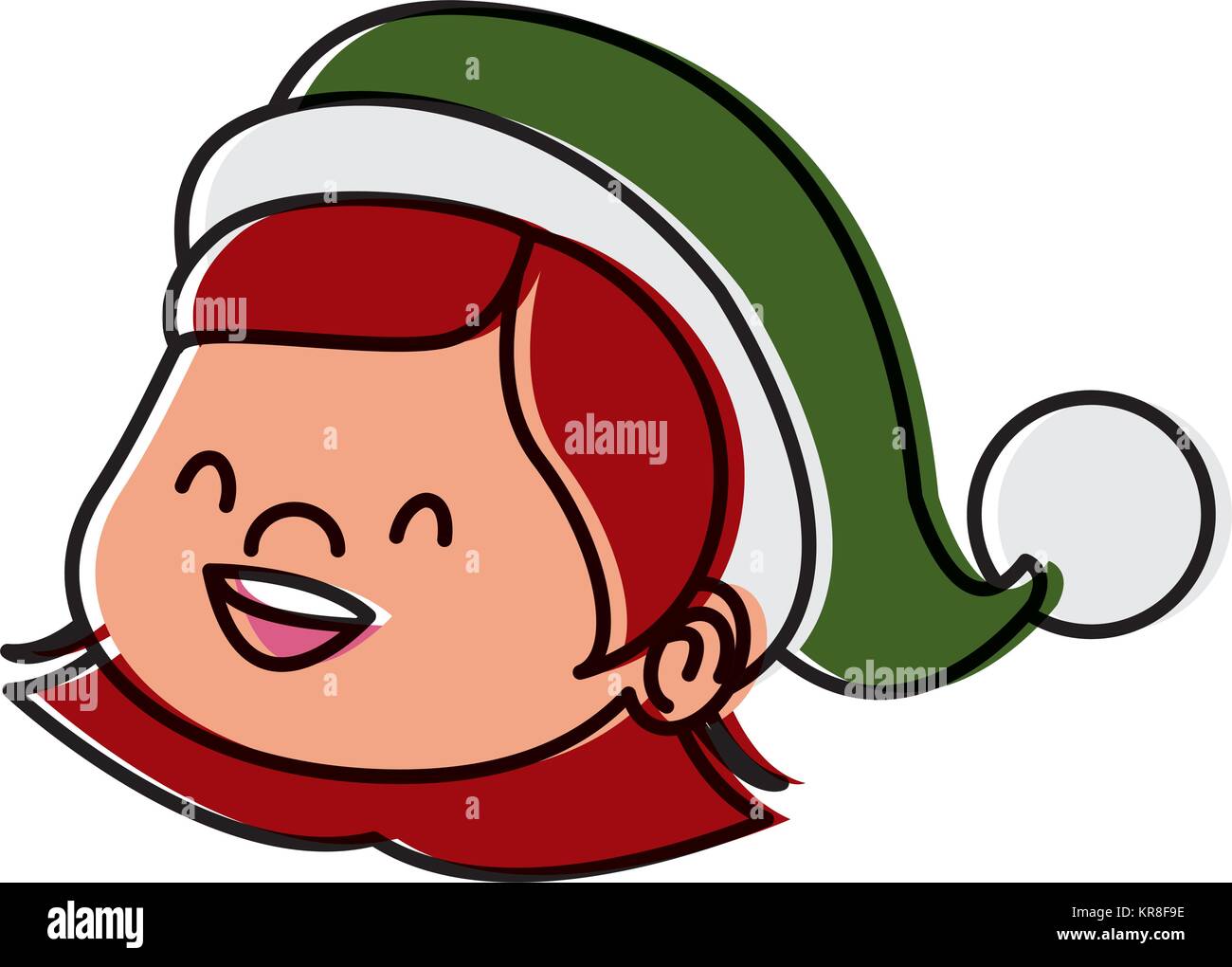 Cute girl face christmas cartoon icon vector illustration graphic ...