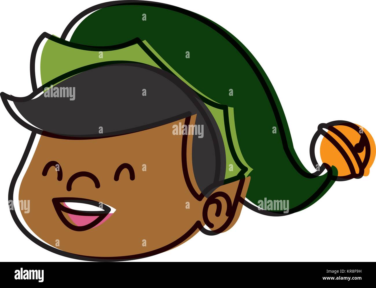 Cute elf face christmas cartoon icon vector illustration graphic design ...