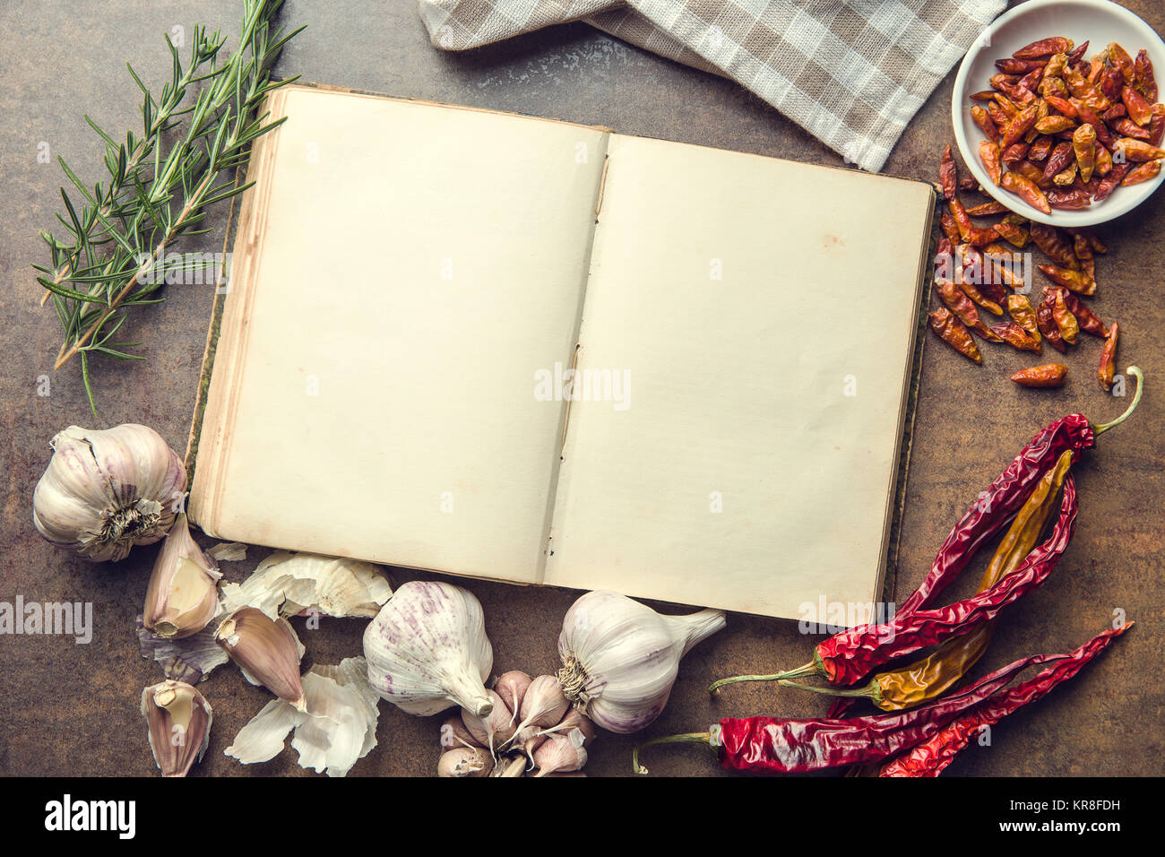 Blank cookbook and ingredients Stock Photo - Alamy