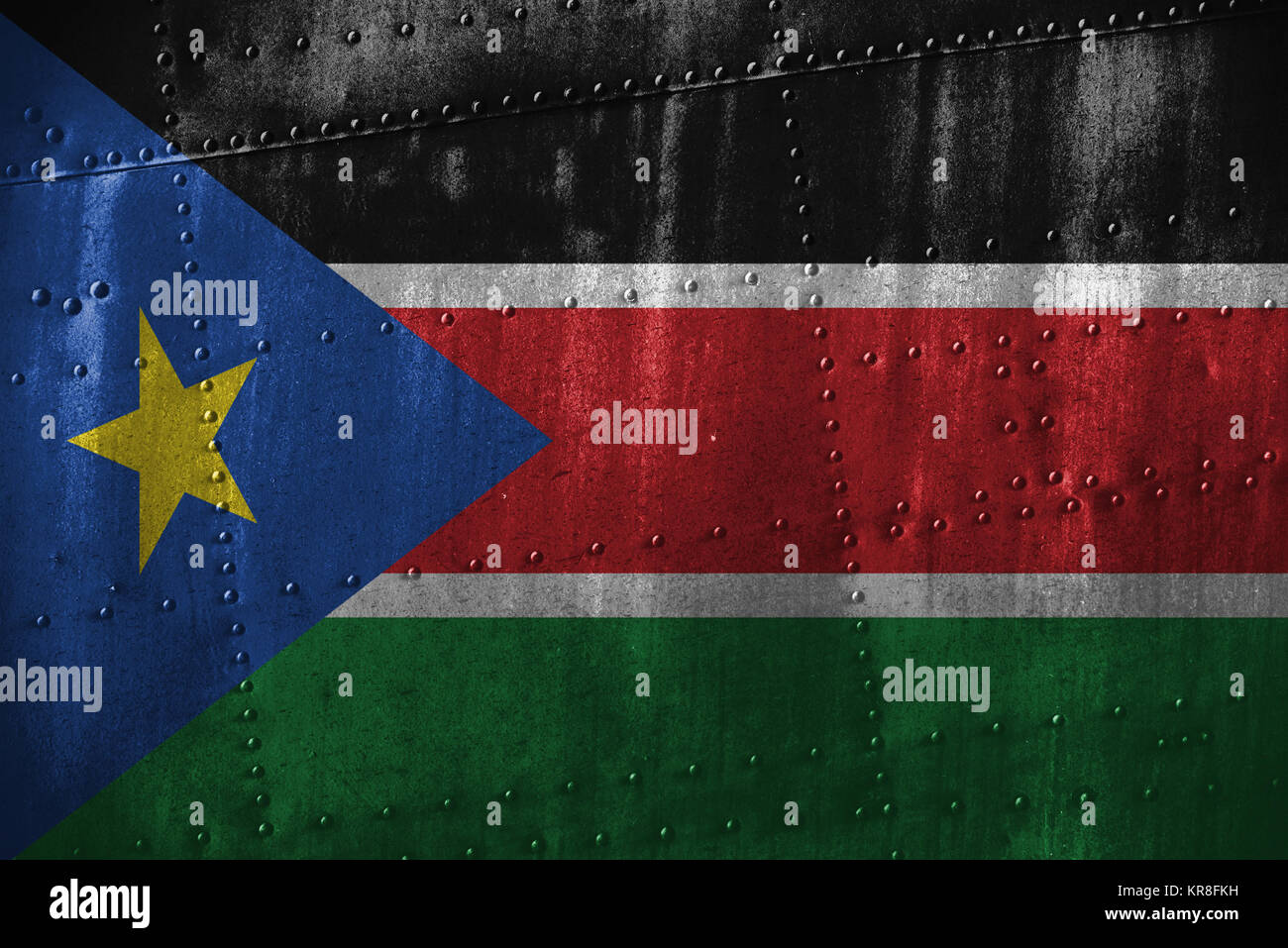 metal texutre or background with South Sudan flag Stock Photo - Alamy