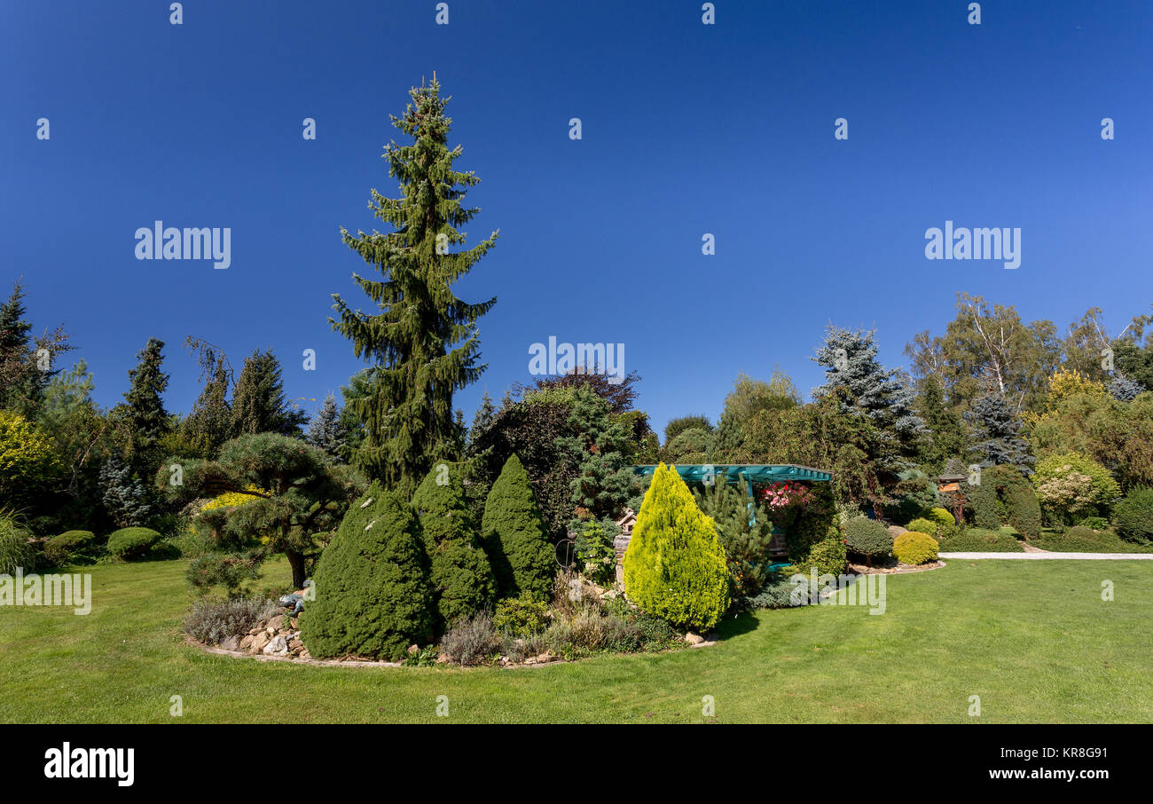 Beautiful summer garden design Stock Photo - Alamy