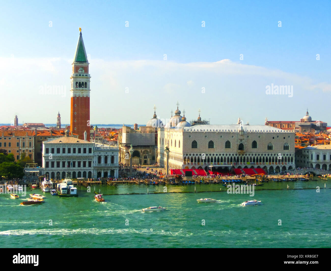 Beautiful view from Grand Canal on colorful facades of old medieval ...