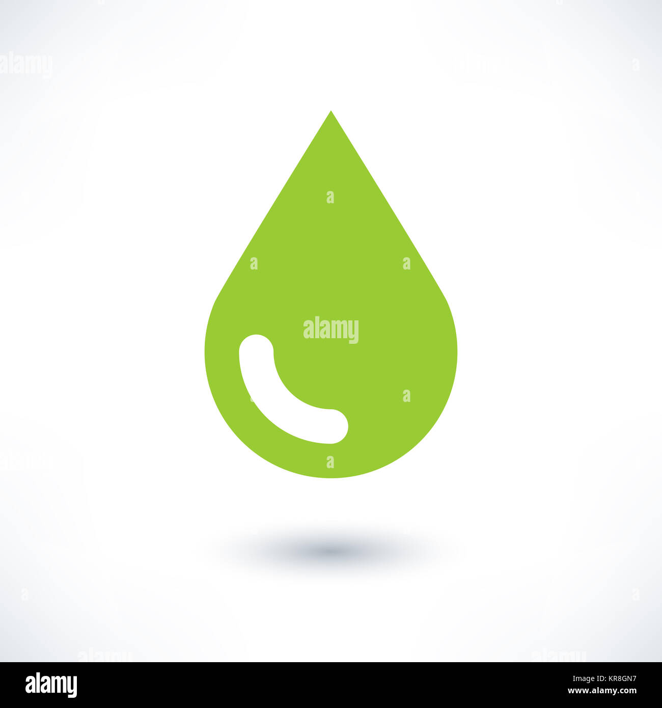 Green color drop icon with gray shadow on white Stock Photo - Alamy