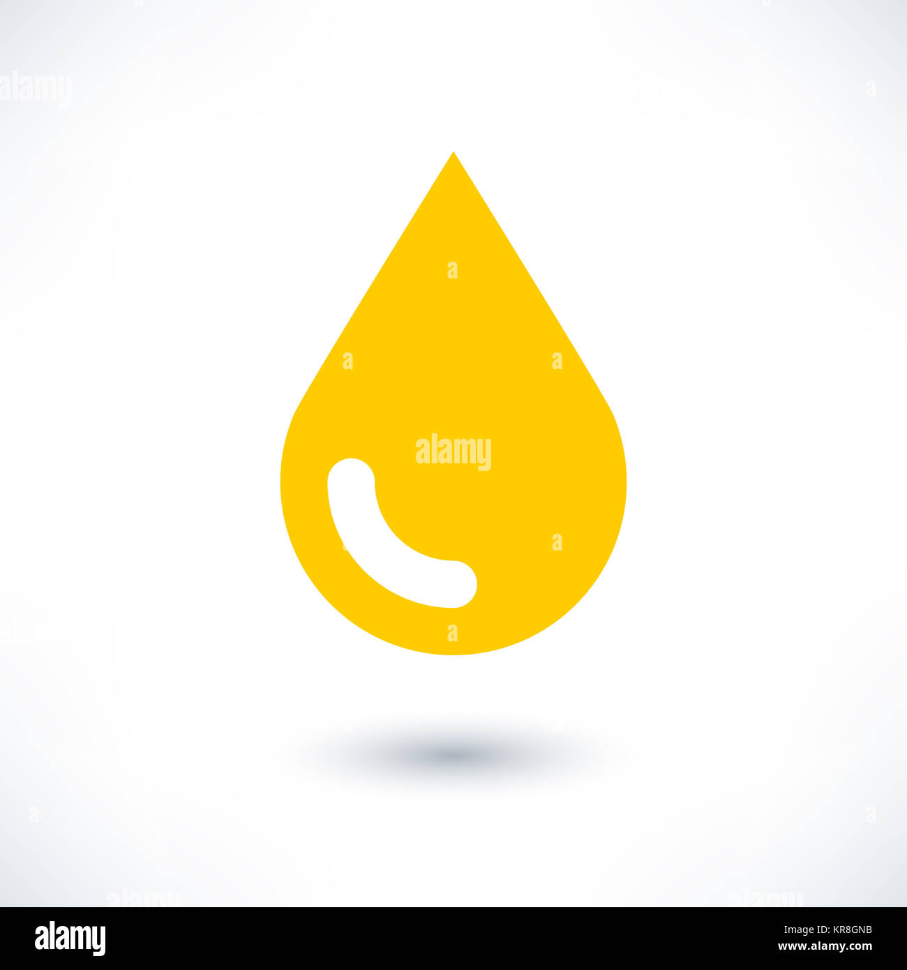 Yellow color drop icon with gray shadow on white Stock Photo - Alamy