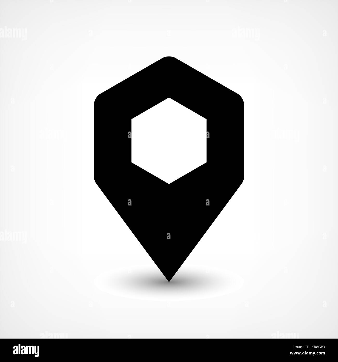 Black map pin flat location sign hexagon icon Stock Photo - Alamy