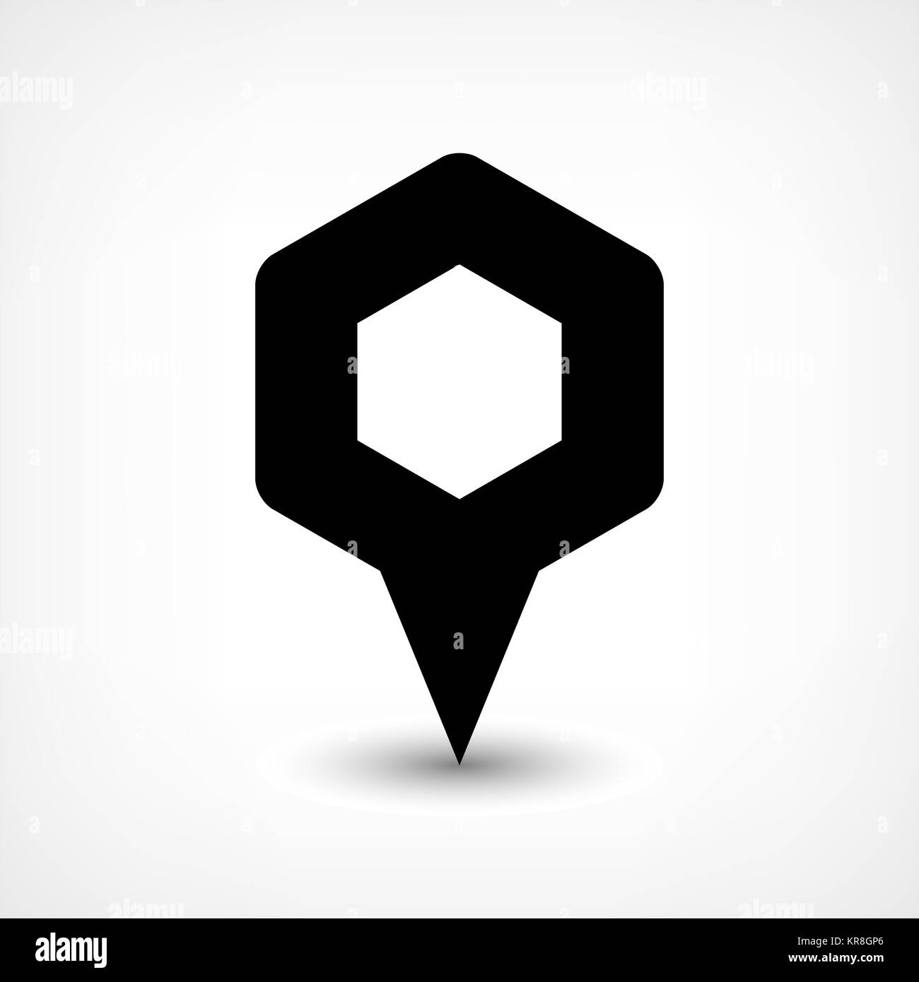 Black map pin flat location sign hexagon icon Stock Photo - Alamy