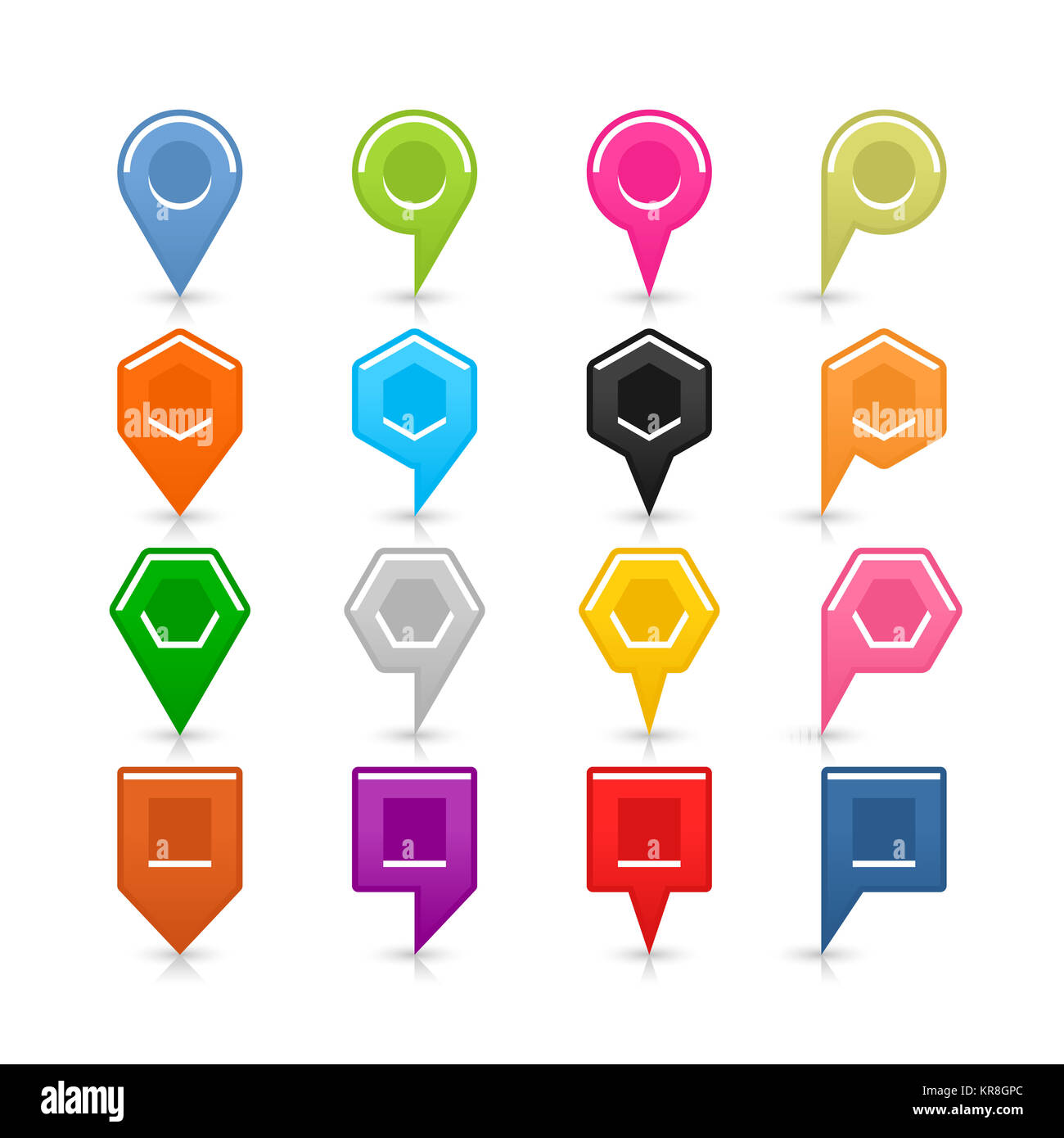 Colorful map pin sign location icon with shadow Stock Photo - Alamy