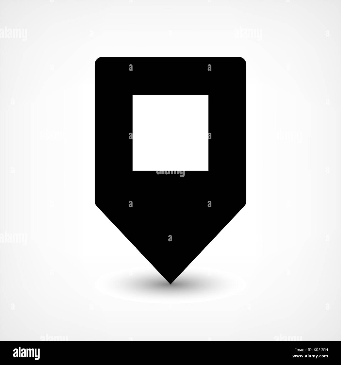 Black blank map pin flat location sign square icon Stock Photo - Alamy