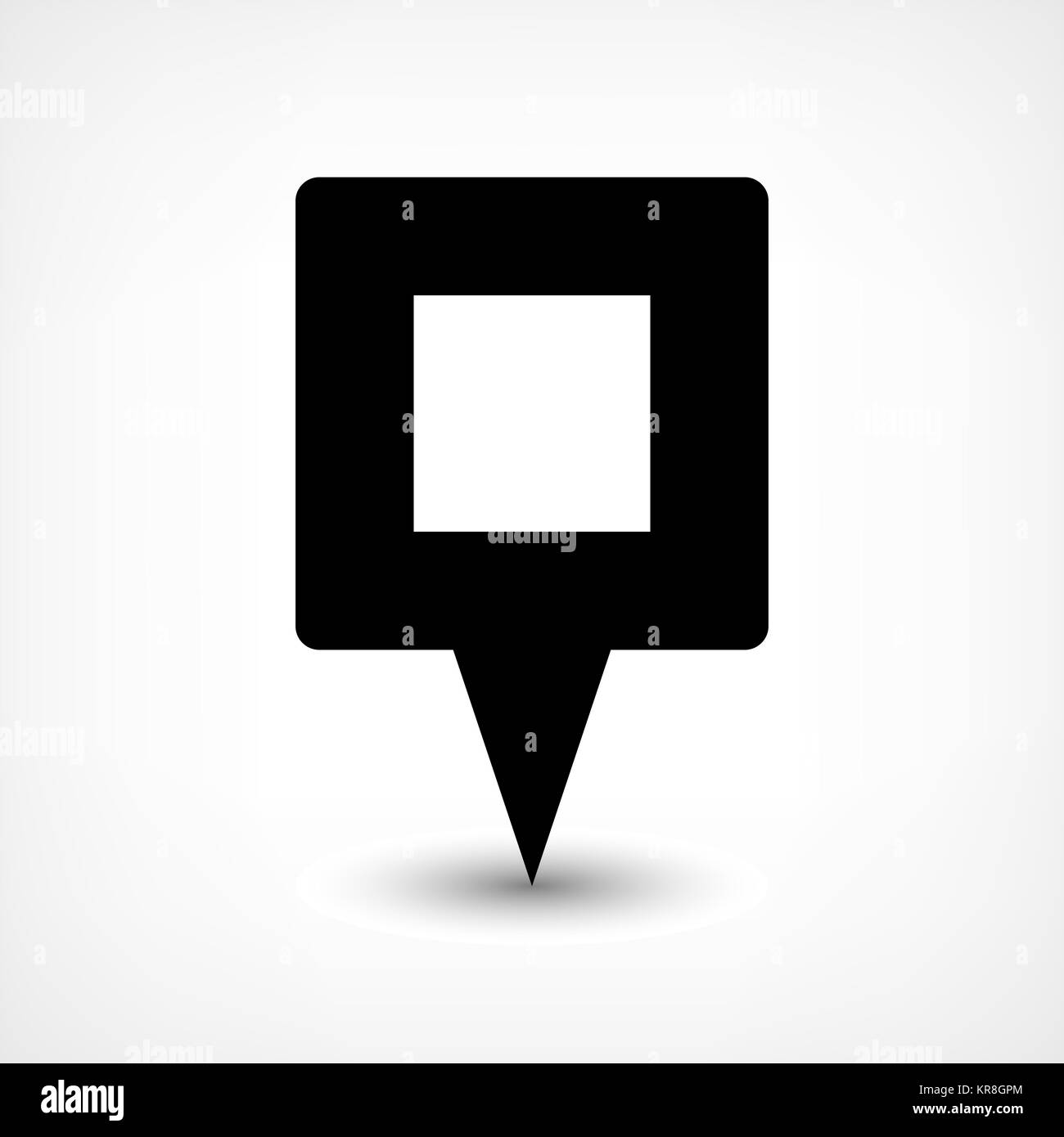 Black blank map pin flat location sign square icon Stock Photo - Alamy