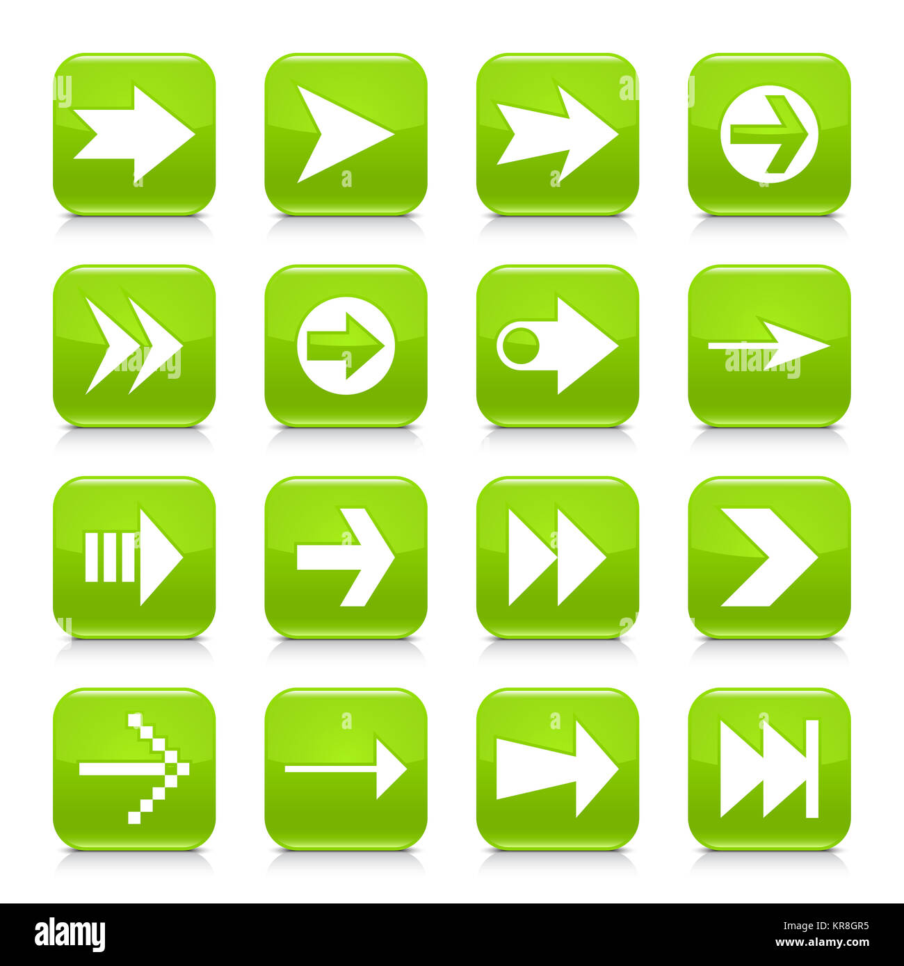 Green arrow sign rounded square icon web button Stock Photo - Alamy