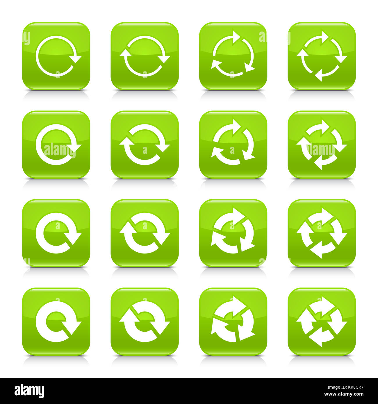 Green arrow repeat sign square icon web button Stock Photo - Alamy