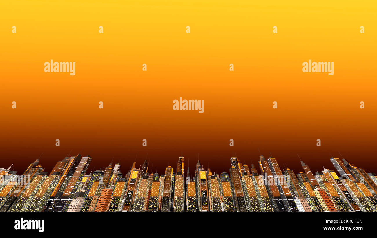 Generic urban architecture and skyscrapers forming a huge city. 3D ...