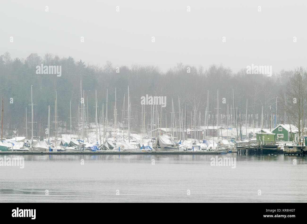 Winter hibernation of yachts in Revierhavnen marina on Hovedoya island ...