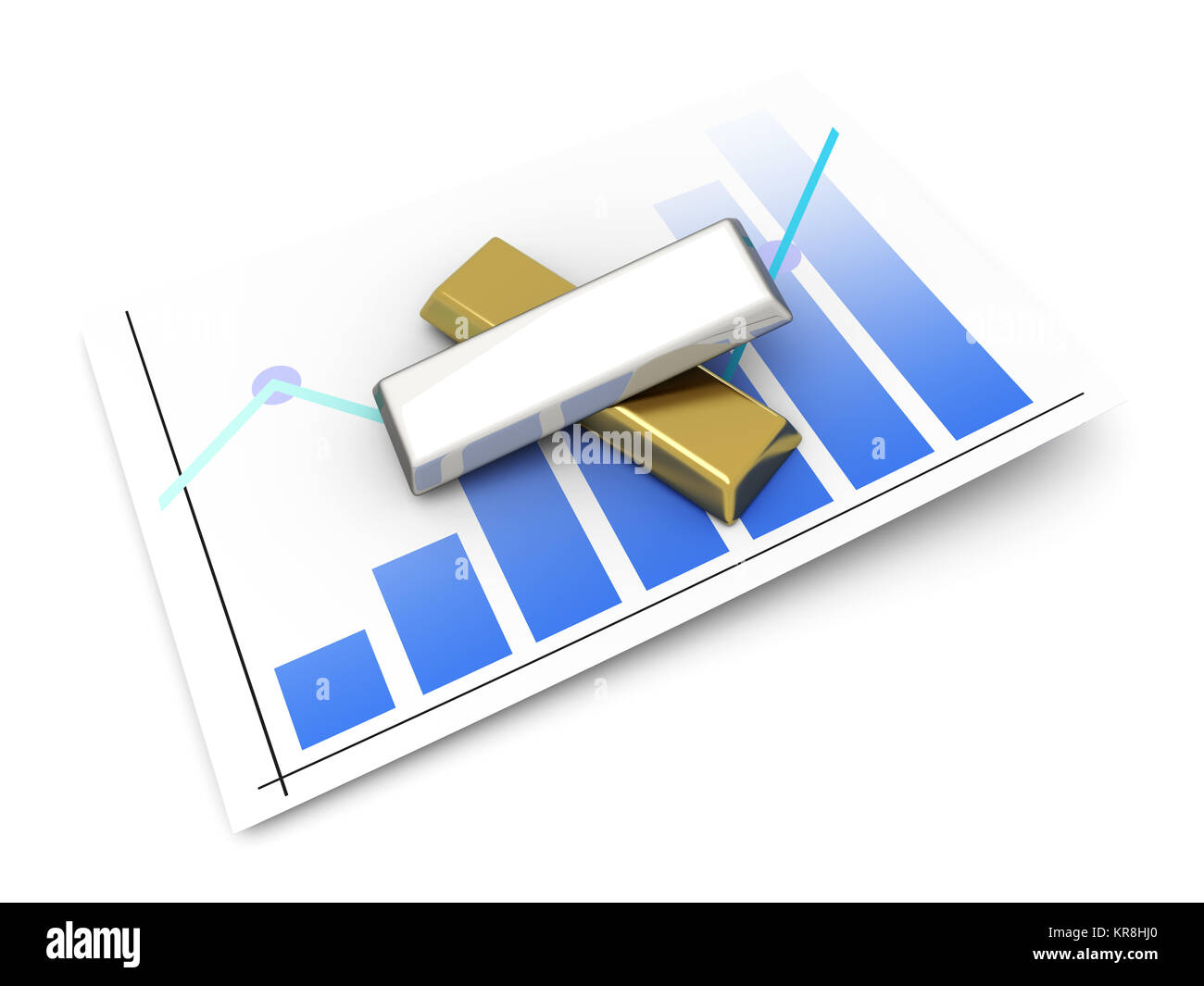 Analyzing the commodity market. 3D rendered illustration. Isolated on ...
