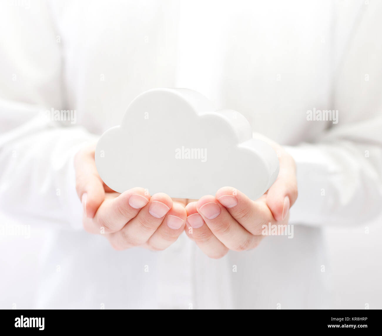 White cloud in hands. Cloud computing network concept Stock Photo - Alamy