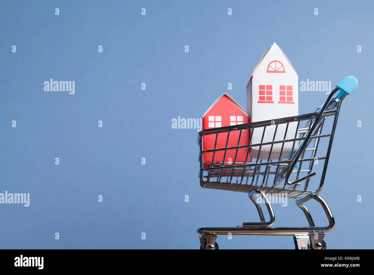 Buying a house concept. Model home in a shopping cart Stock Photo - Alamy