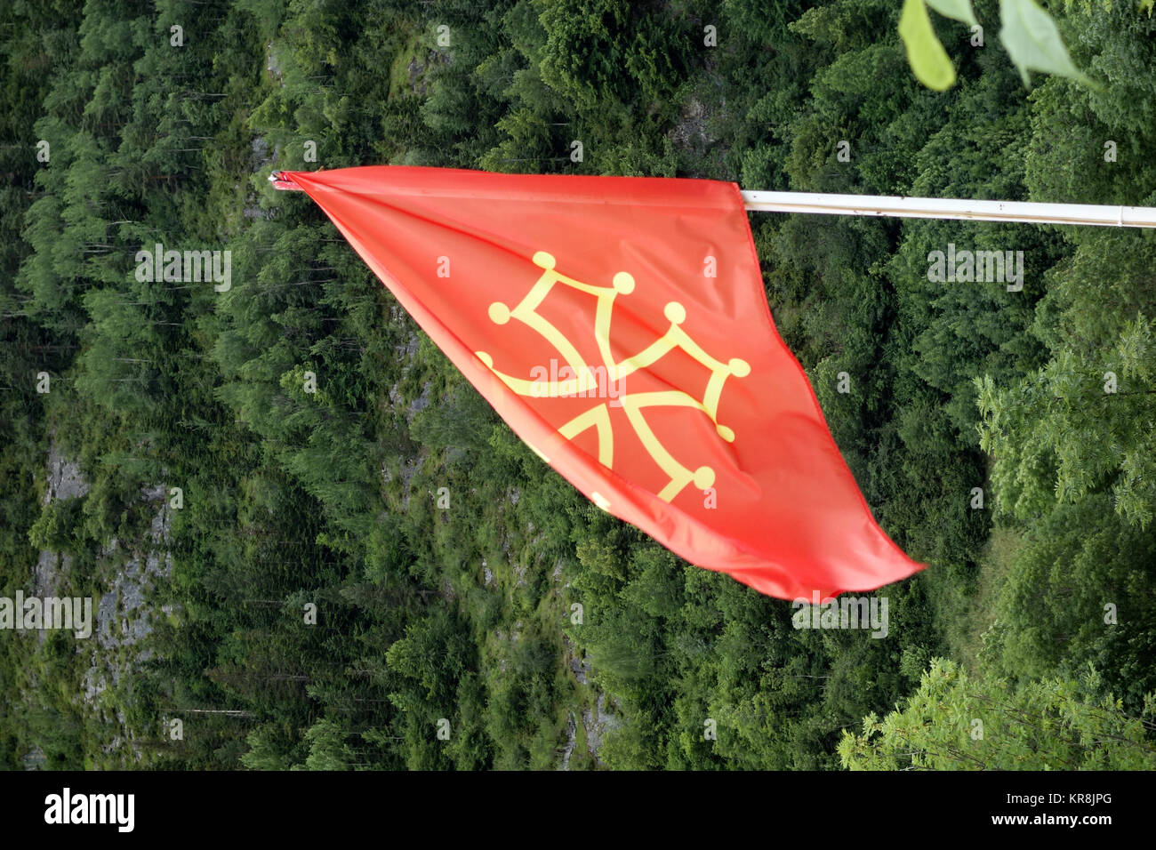 spanish flag val d'aran Stock Photo - Alamy