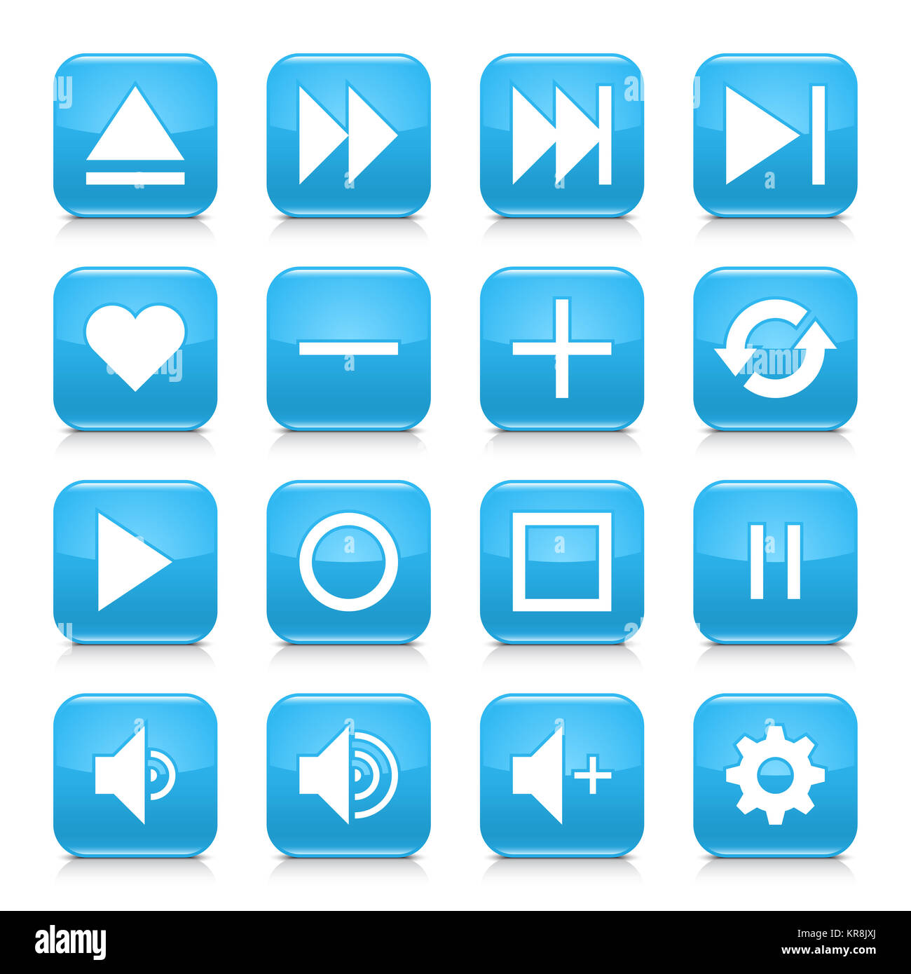 Blue media sign rounded square icon web button Stock Photo - Alamy