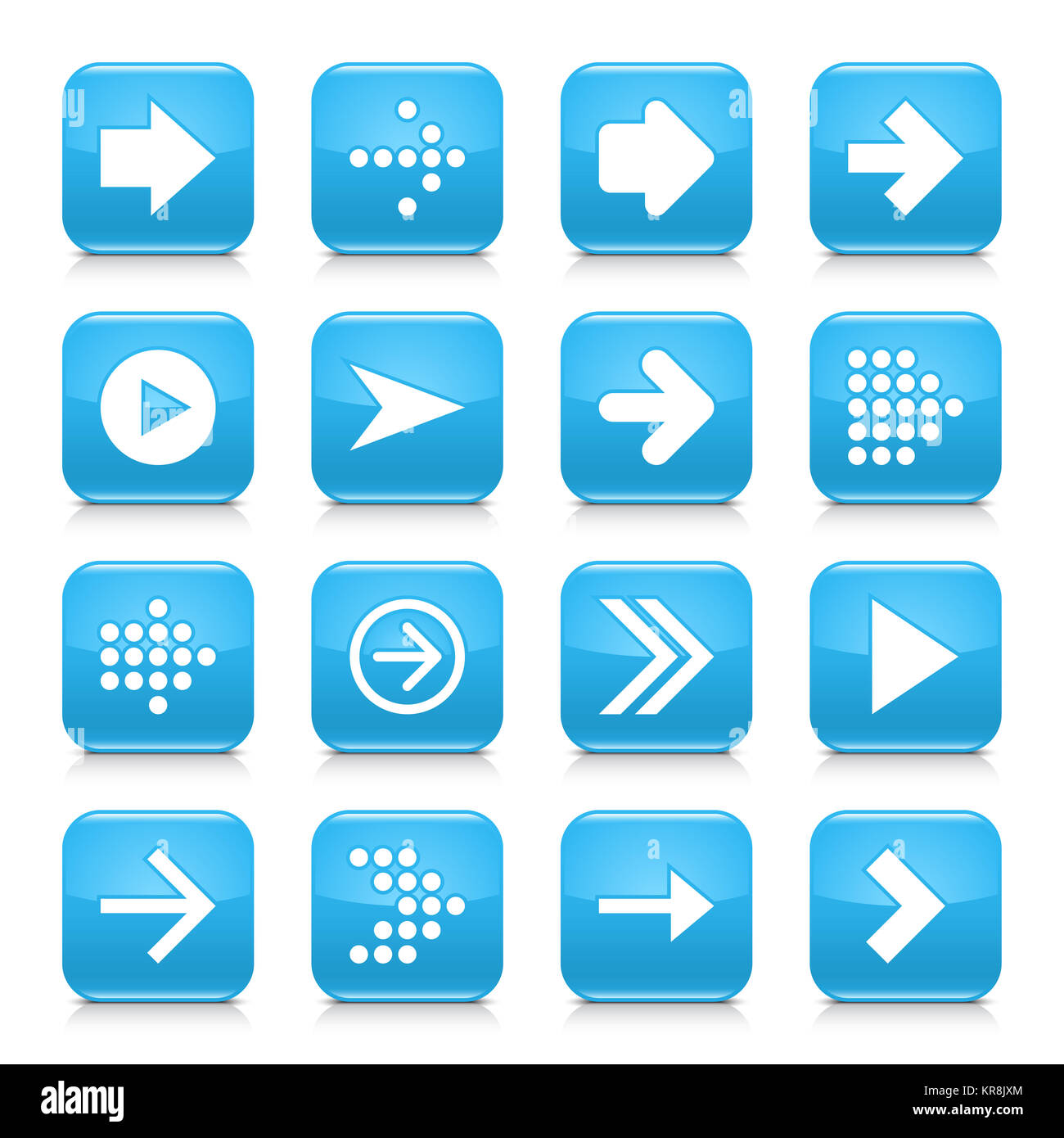 Blue arrow sign rounded square icon web button Stock Photo - Alamy