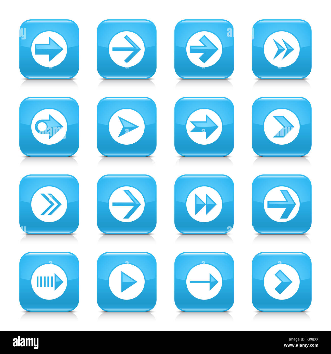Blue arrow sign rounded square icon web button Stock Photo - Alamy