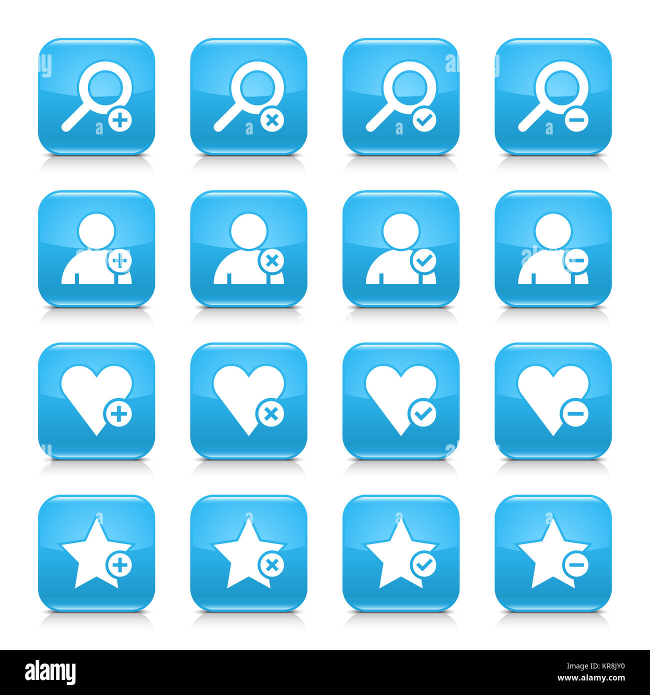 Blue additional sign square icon web button Stock Photo - Alamy