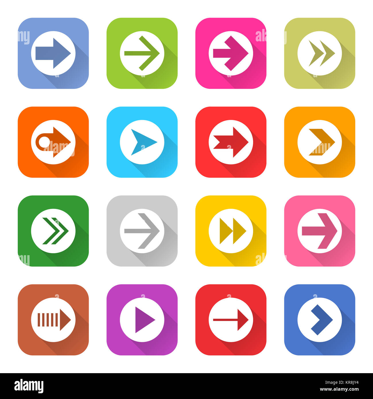 Arrow sign web icon set flat style Stock Photo - Alamy