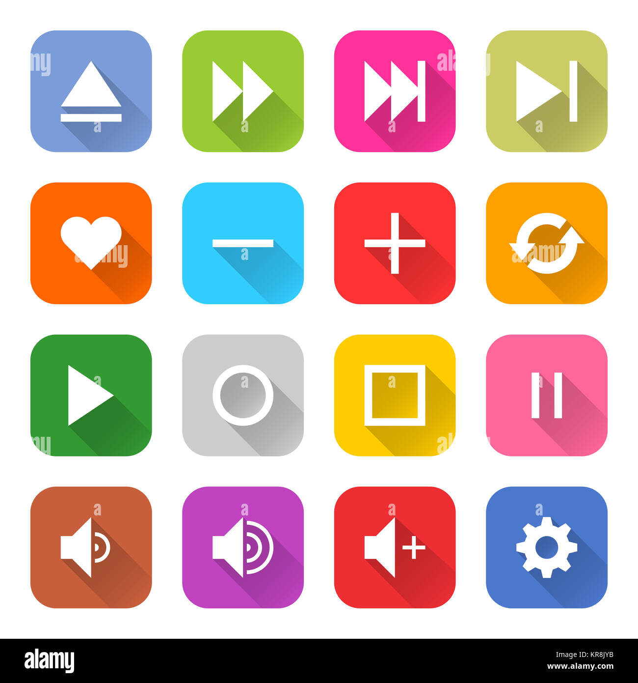 Flat media sign web internet buton Stock Photo - Alamy