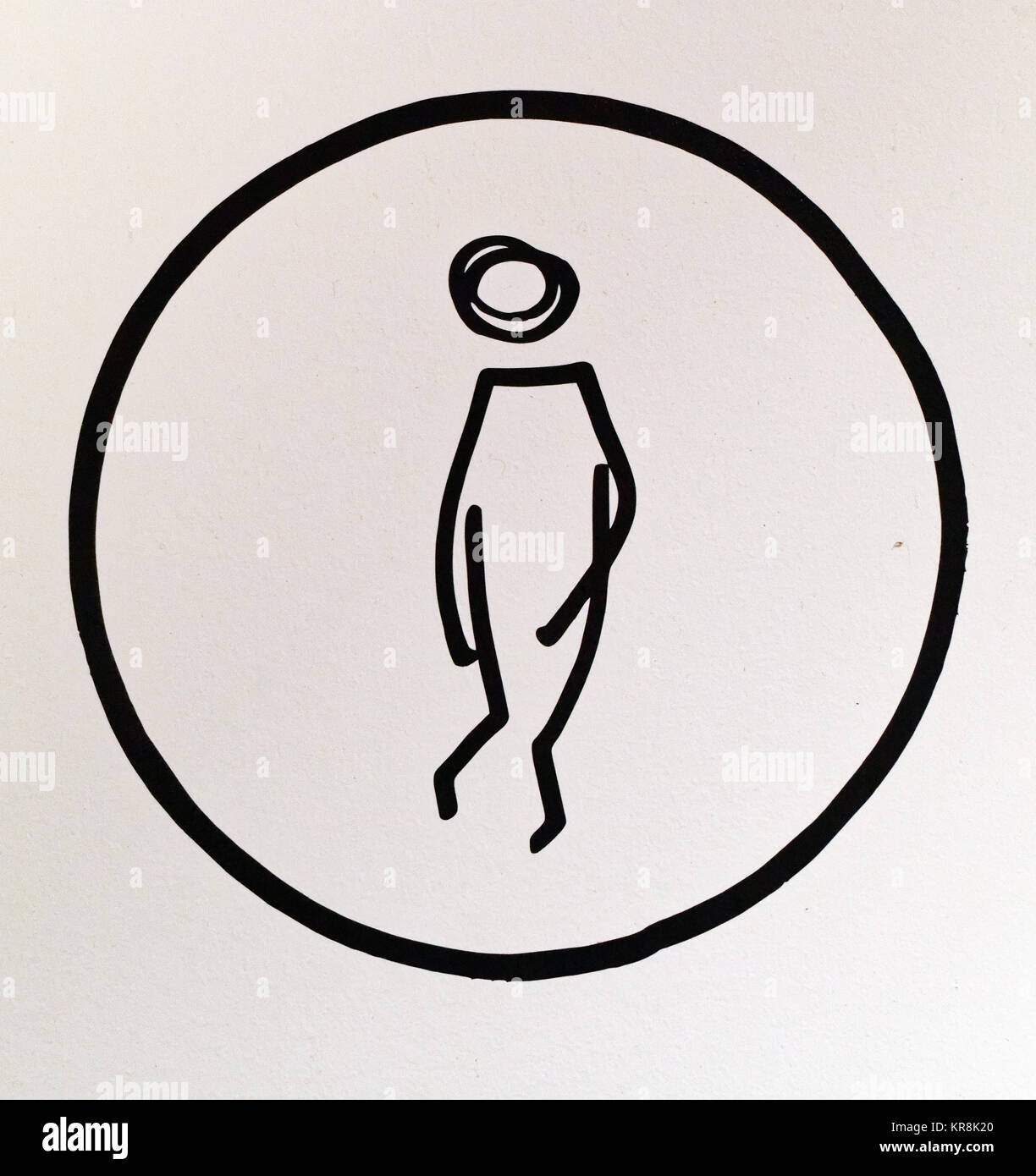 Humourous toilet sign showing a man needing to pee Stock Photo - Alamy