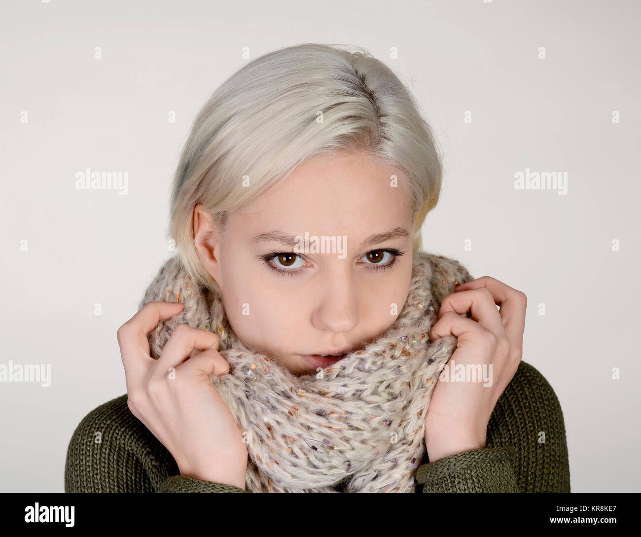 young woman with scarf Stock Photo - Alamy