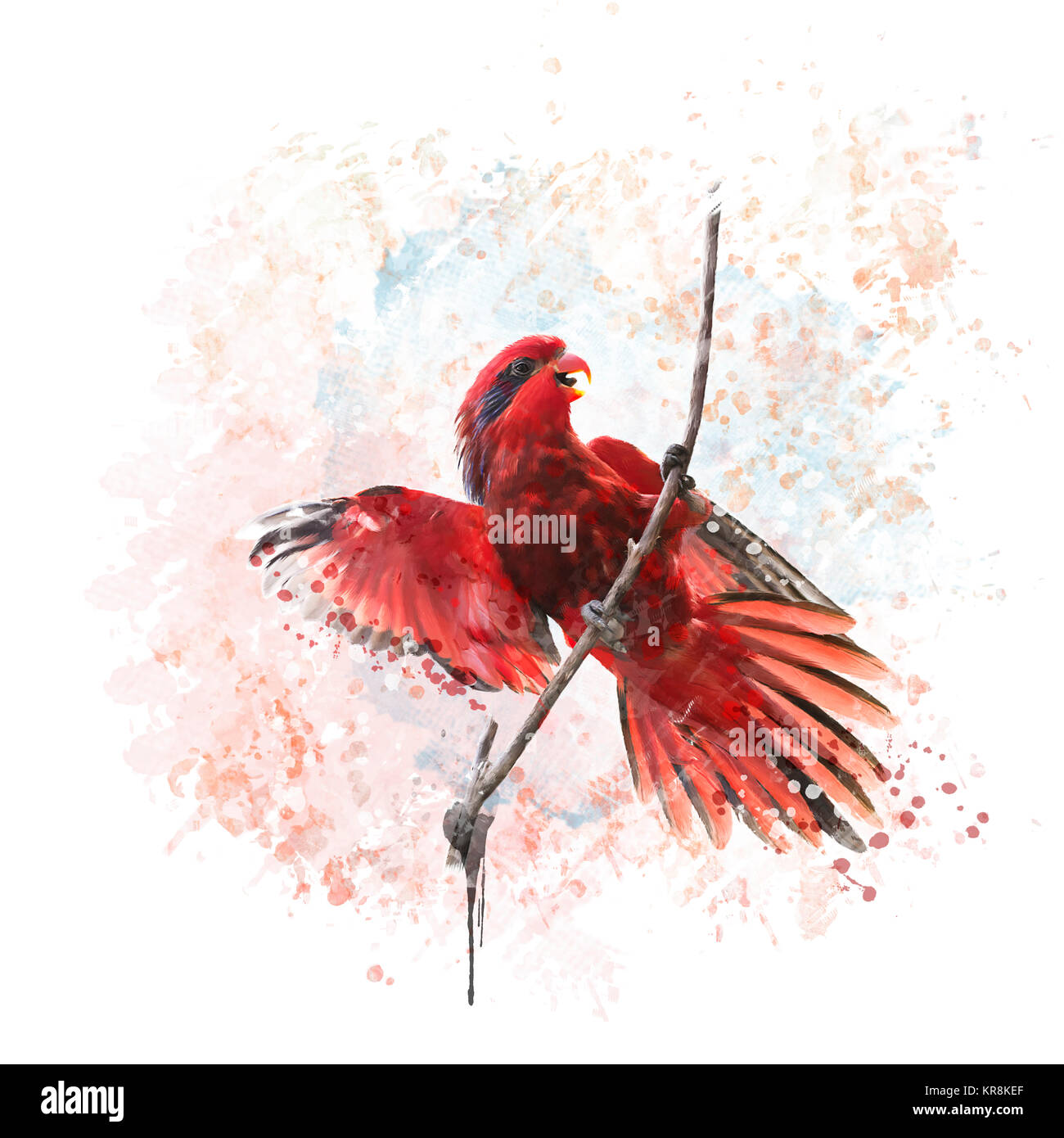 Tropical painting parrot wallpaper Cut Out Stock Images & Pictures - Alamy