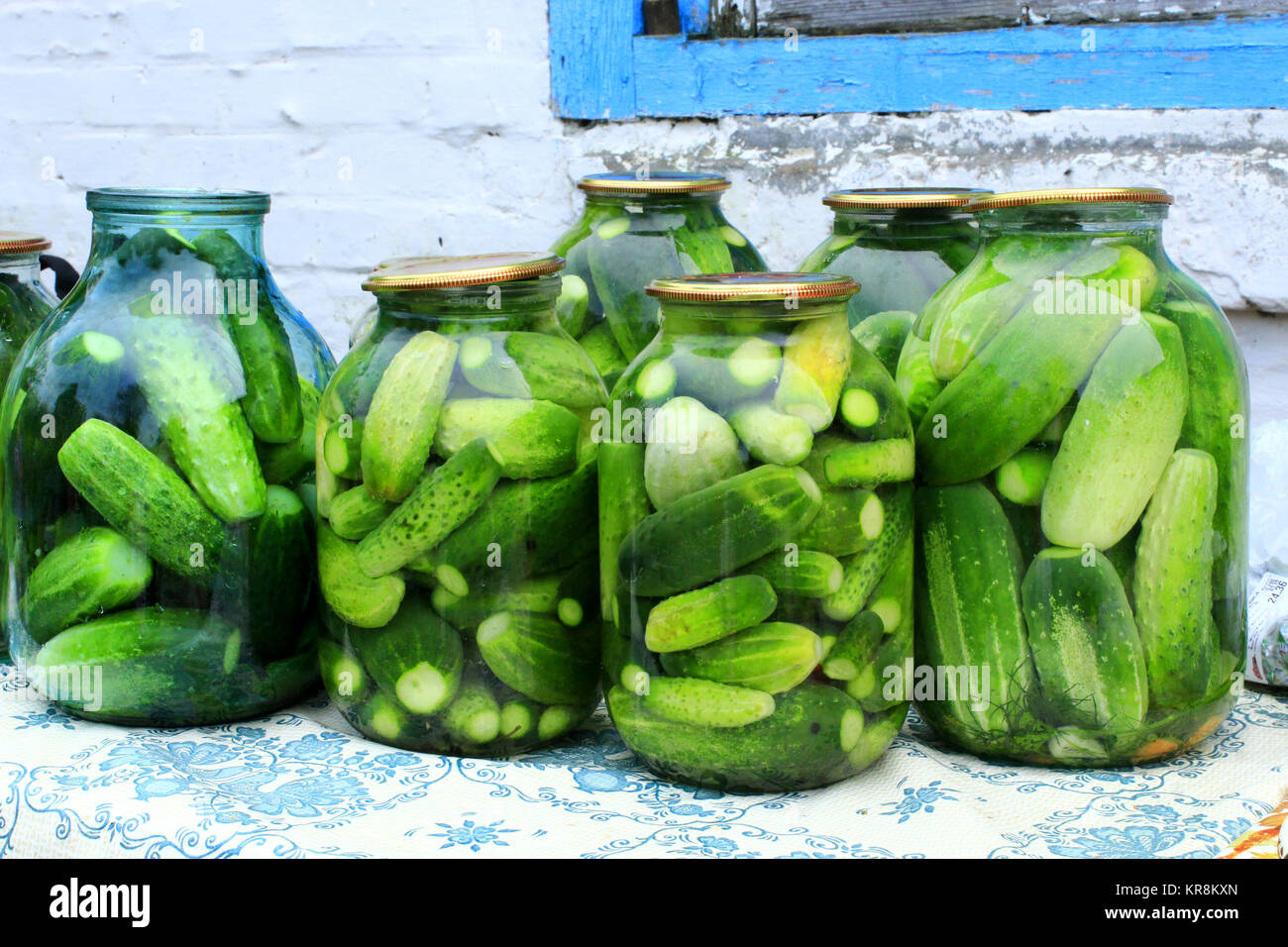 Cucumbers prepared for preservation Stock Photo - Alamy