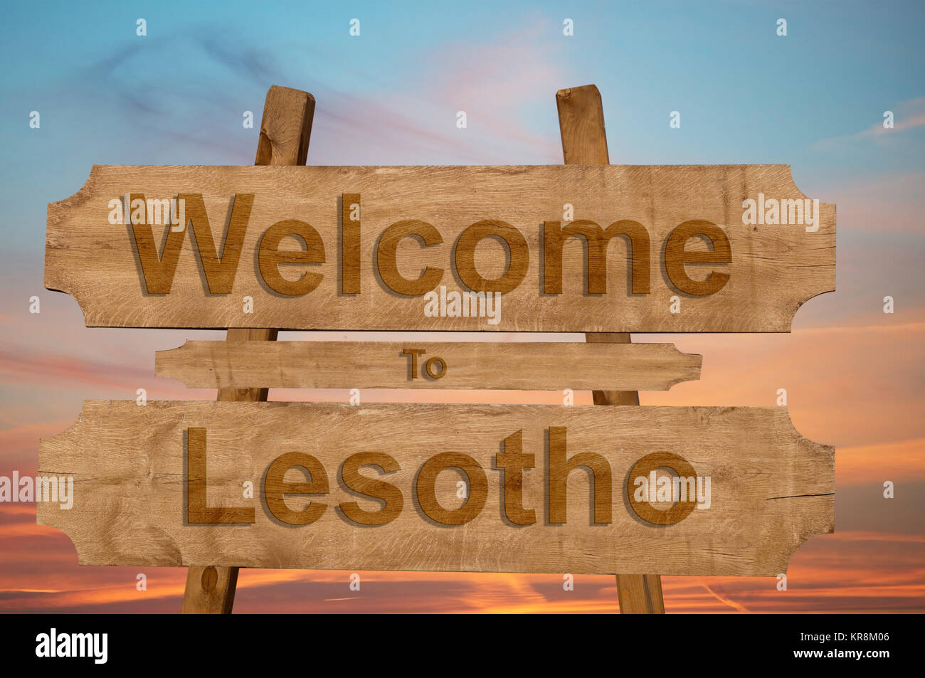 welcome to lesotho sign on wood background Stock Photo - Alamy