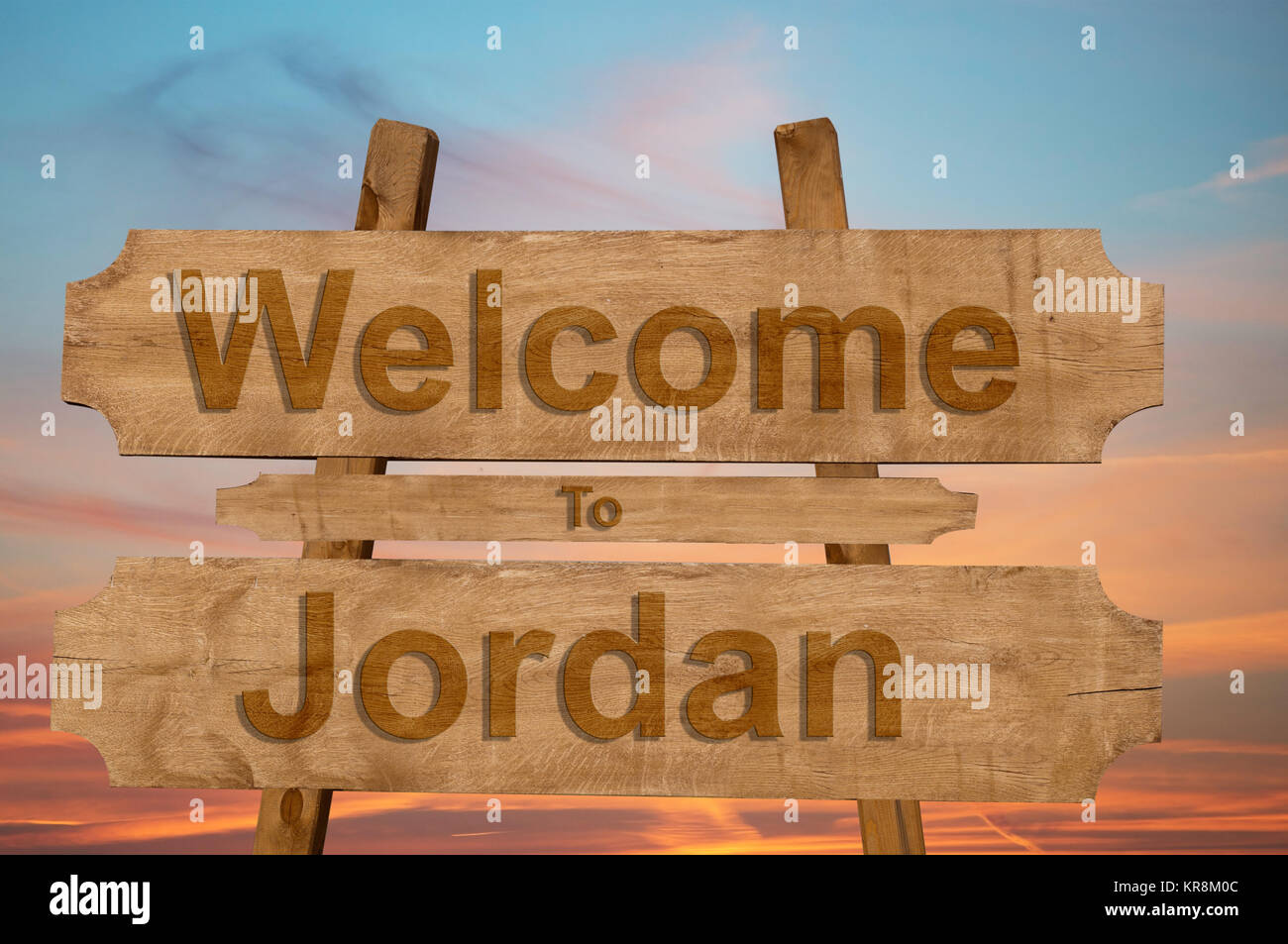 welcome to jordan sign on wood background Stock Photo - Alamy